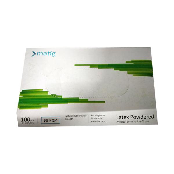 Matig Latex Powdered Medical Examination Gloves (GL50P) (L) 100's