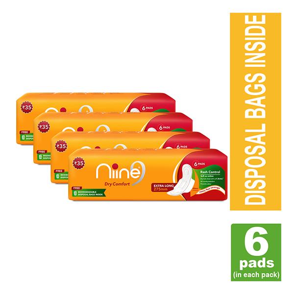 Buy Niine Sanitary Pad Extra long ( Pack of 4 x 6's) 1's Online at Best ...