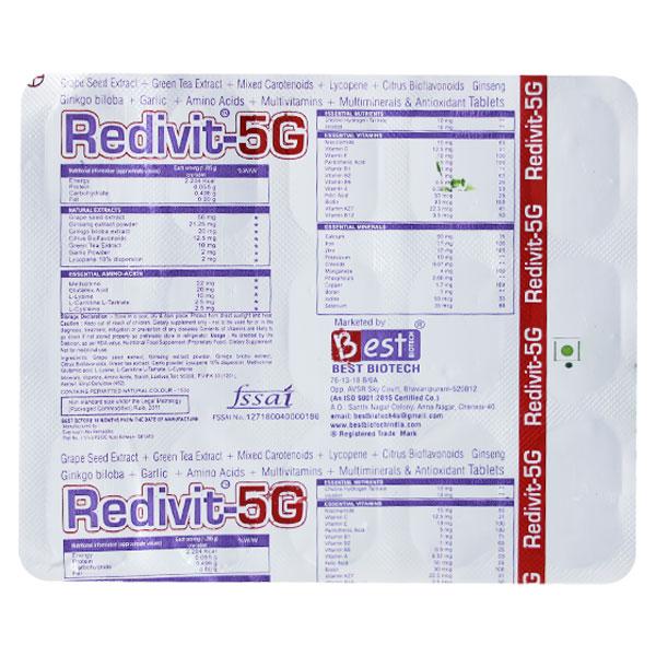REDIVIT 5G Tablet 15's Price, Uses, Side effects, Substitutes | Netmeds