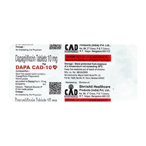 DAPA CAD 10 Tablet 10's Price, Uses, Side effects, Substitutes | Netmeds