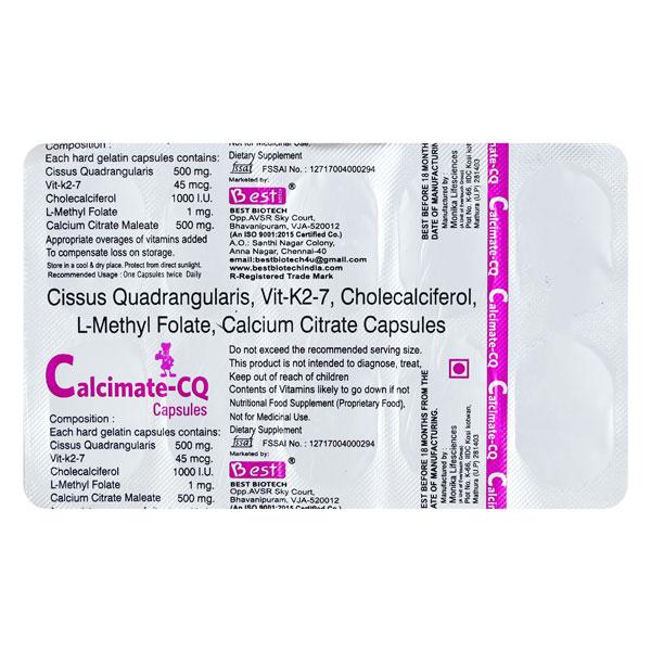 Buy CALCIMATE CQ Capsule 10's Online at Upto 25% OFF | Netmeds