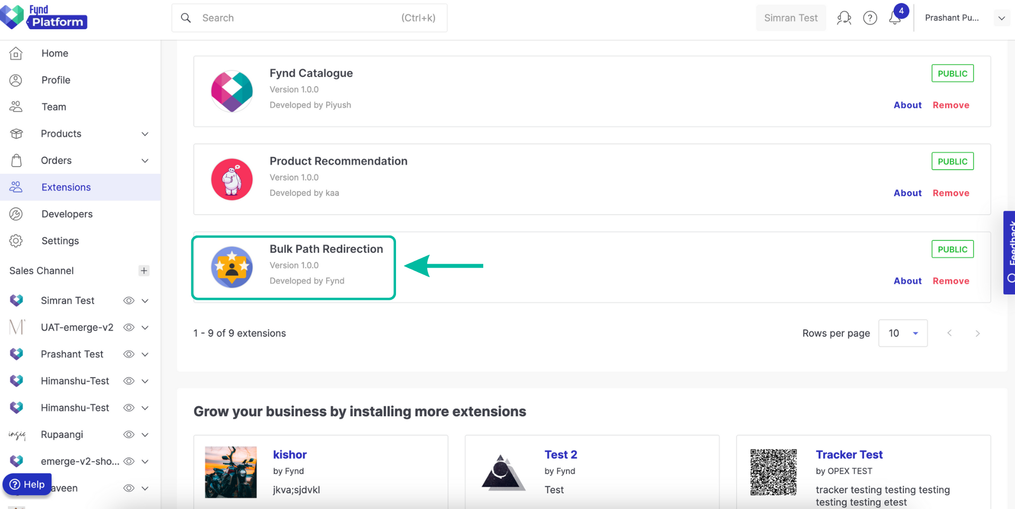 Using Bulk Path Redirect Extension | Fynd Platform Help Center